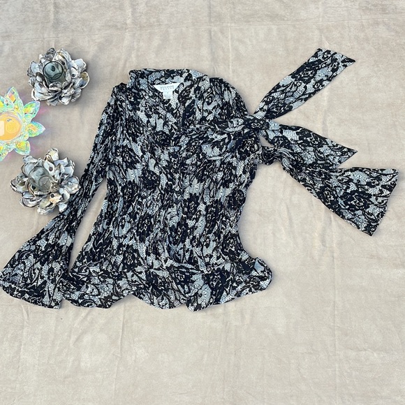 Allison Taylor | Tops | Allison Taylor Black White Sheer Crumpled ...